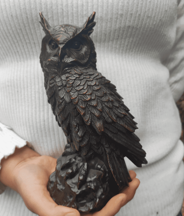 Copper art Ferocious BRASS Owl statue, Wild anmimal sculpture, huge ...
