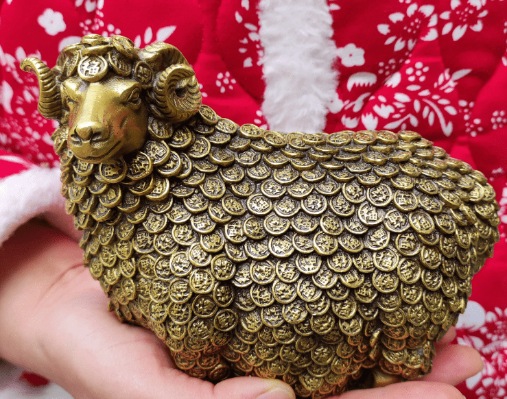 Copper art Ferocious brass sheep statue, Wild anmimal sculpture, small ...