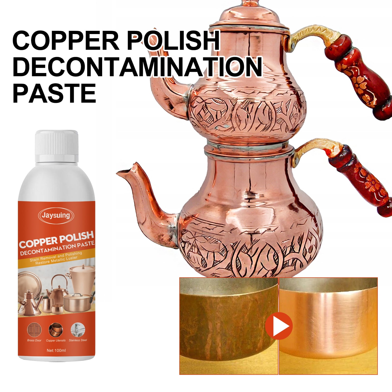 Copper cleaner for copper pots and utensils, removes oxidation rust ...