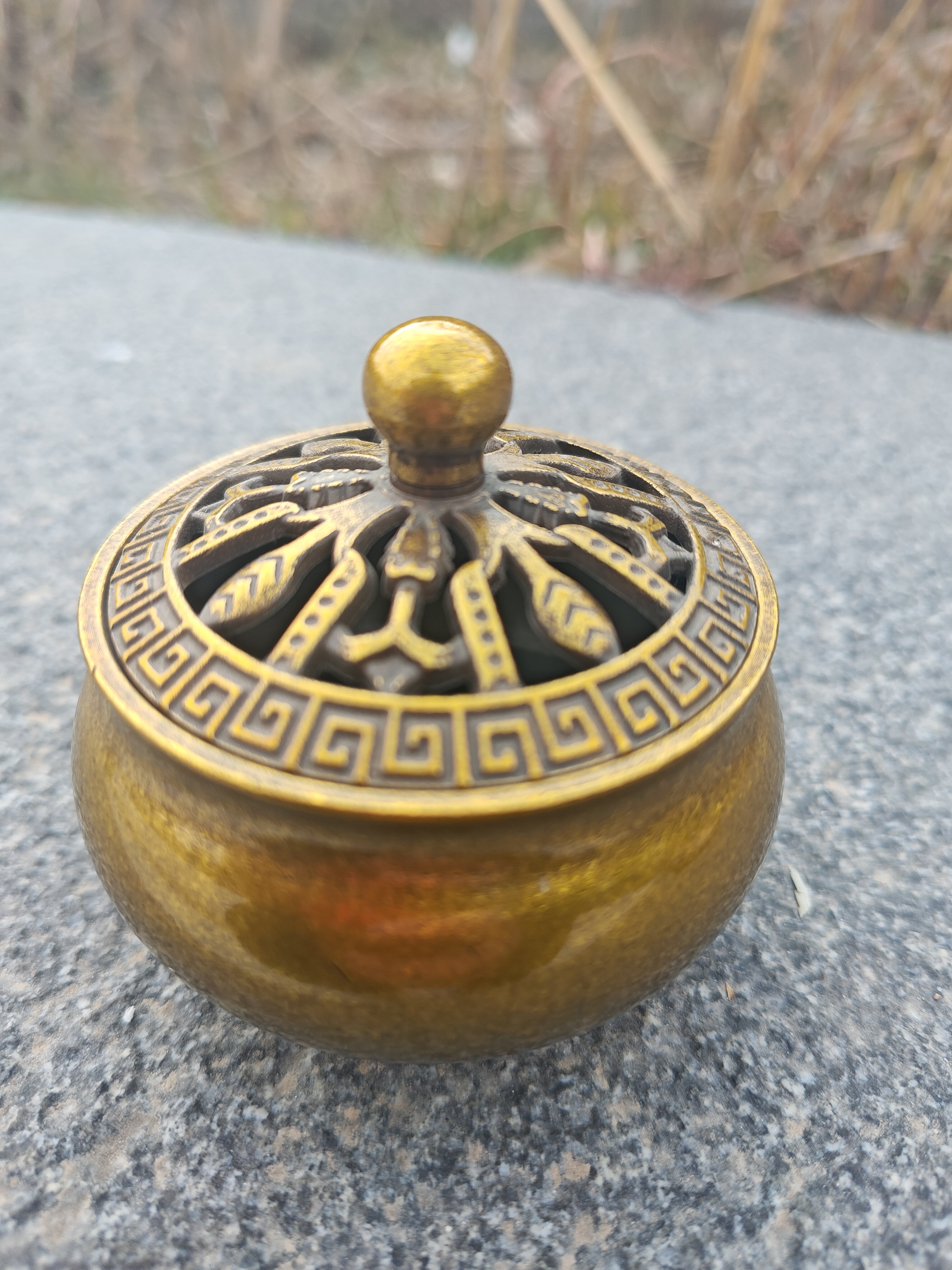 Copper pure Incense Holder Gift Set with Lid Indoor Back flow Incense ...