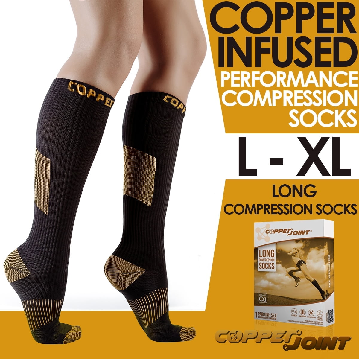 CopperJoint Medical Stockings - Unisex Copper Compression Socks 15-20 ...