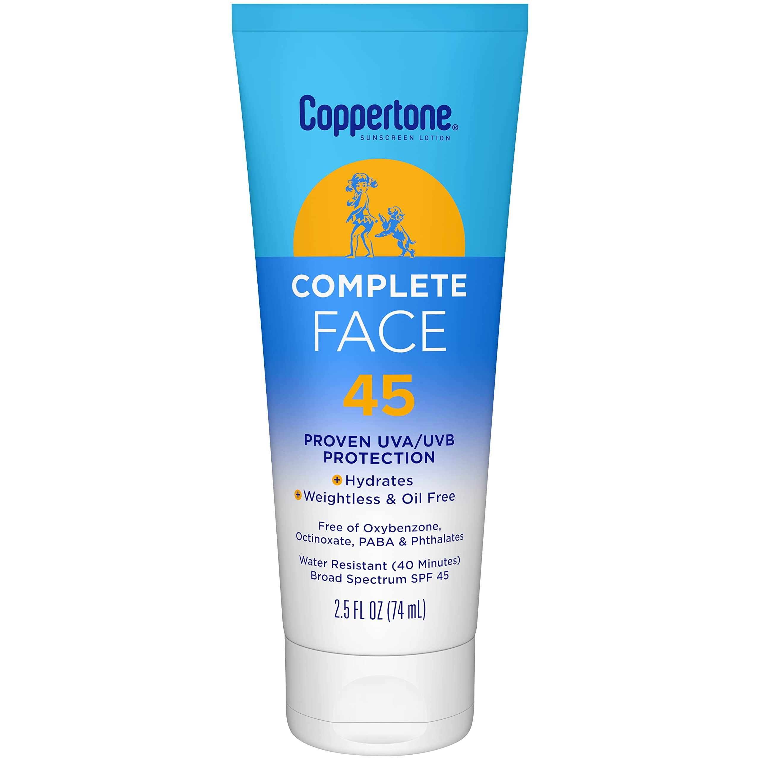 Coppertone Complete Face Sunscreen Lotion Spf 45, Weightless And Oil ...
