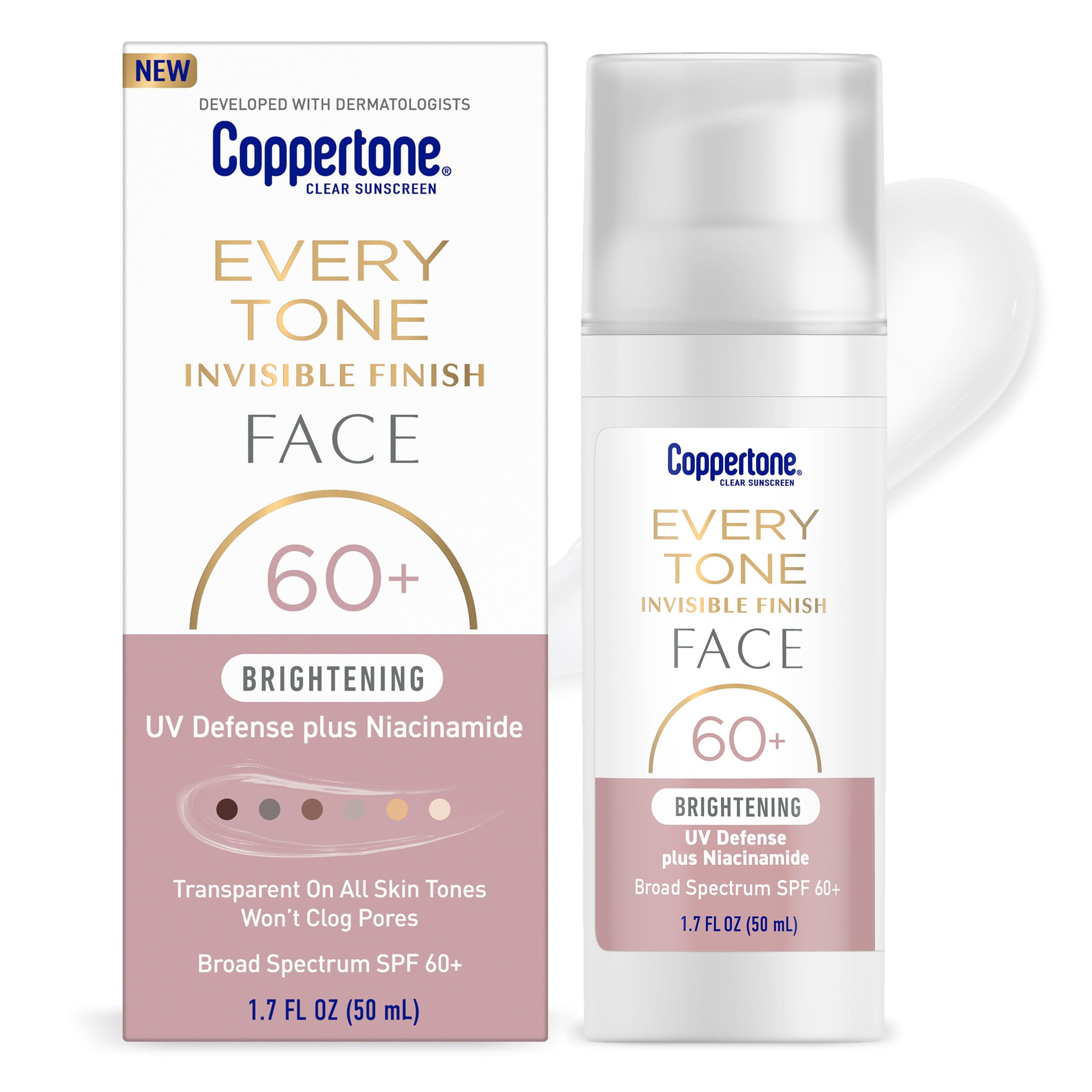 Coppertone Every Tone Invisible TMA2 Finish Brightening UV Defense Face ...