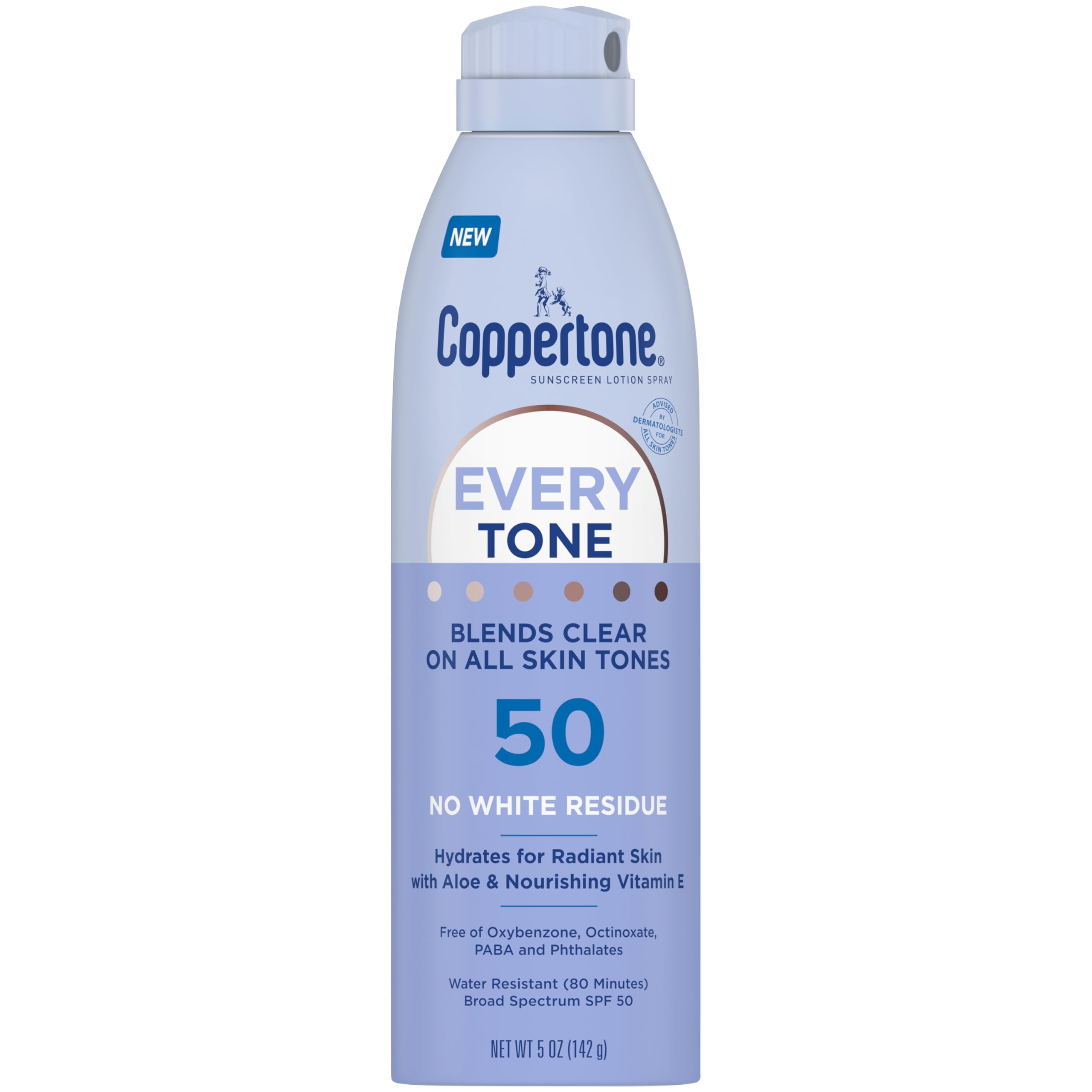 Coppertone Every Tone Sunscreen Spray Spf 50, Lightweight, Blends In Clear Sunscreen For All ...