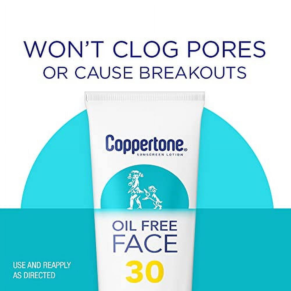 Coppertone Face Sunscreen SPF 30, Oil Free Sunscreen for Face, Water ...