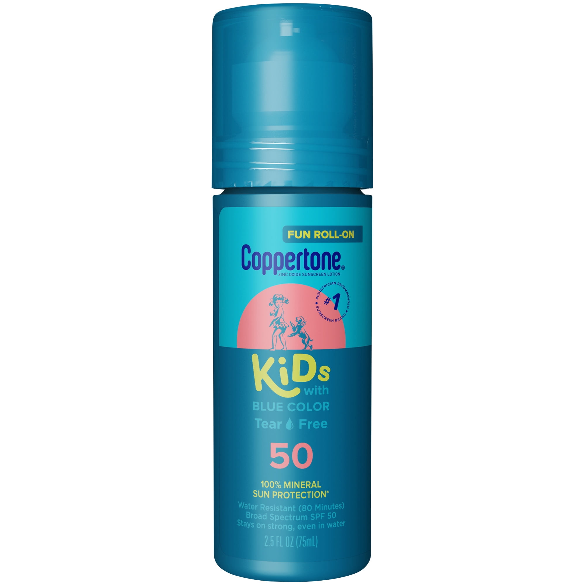 Coppertone Kids Roll On Sunscreen Lotion SPF 50 with Blue Color, 2.5 fl ...
