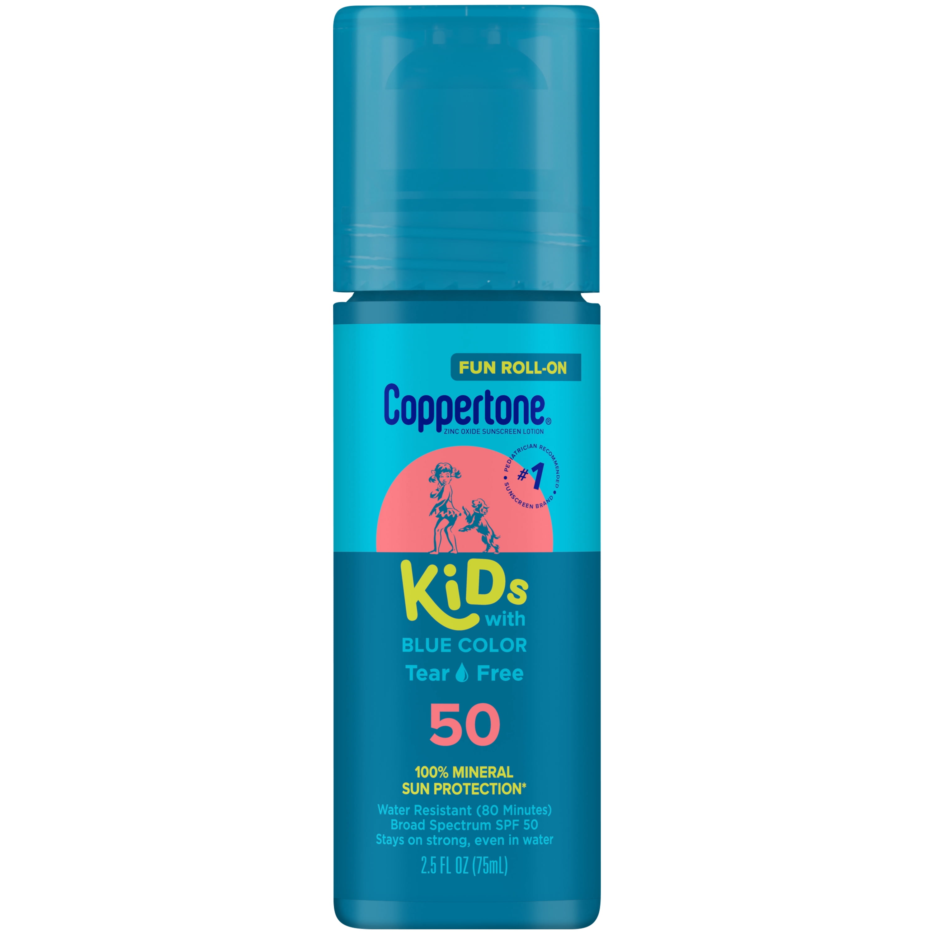 Coppertone Kids Roll On Sunscreen Lotion SPF 50 with Blue Color, 2.5 fl ...