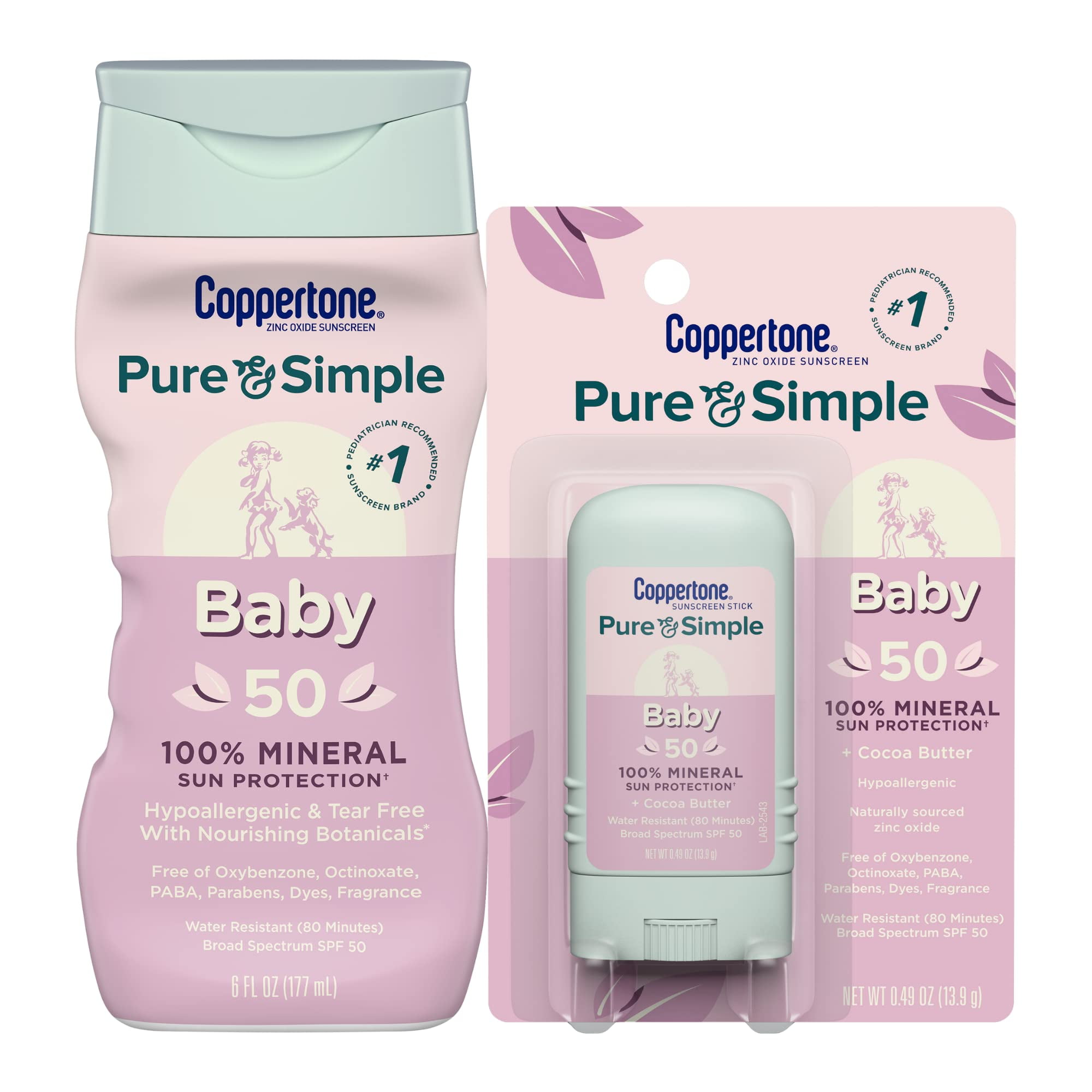 Coppertone Pure and Simple Baby HYZ01 Mineral Sunscreen Lotion SPF 50 ...