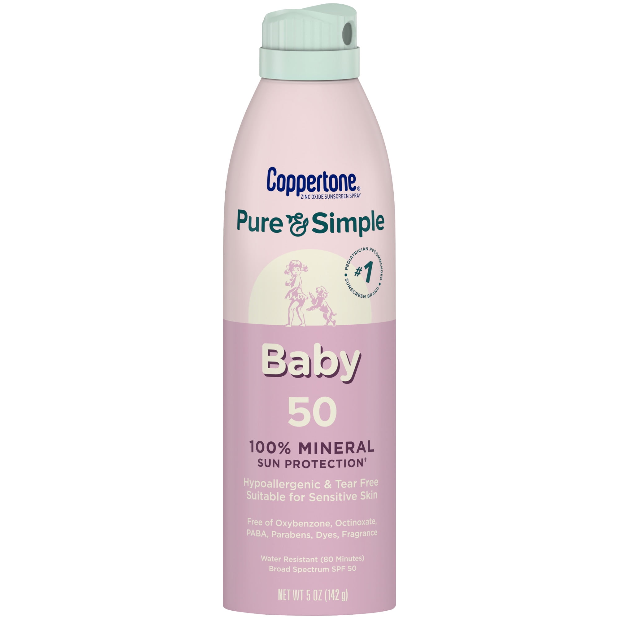 Coppertone Pure & Simple Baby Sunscreen Spray, Water Resistant, Natural ...