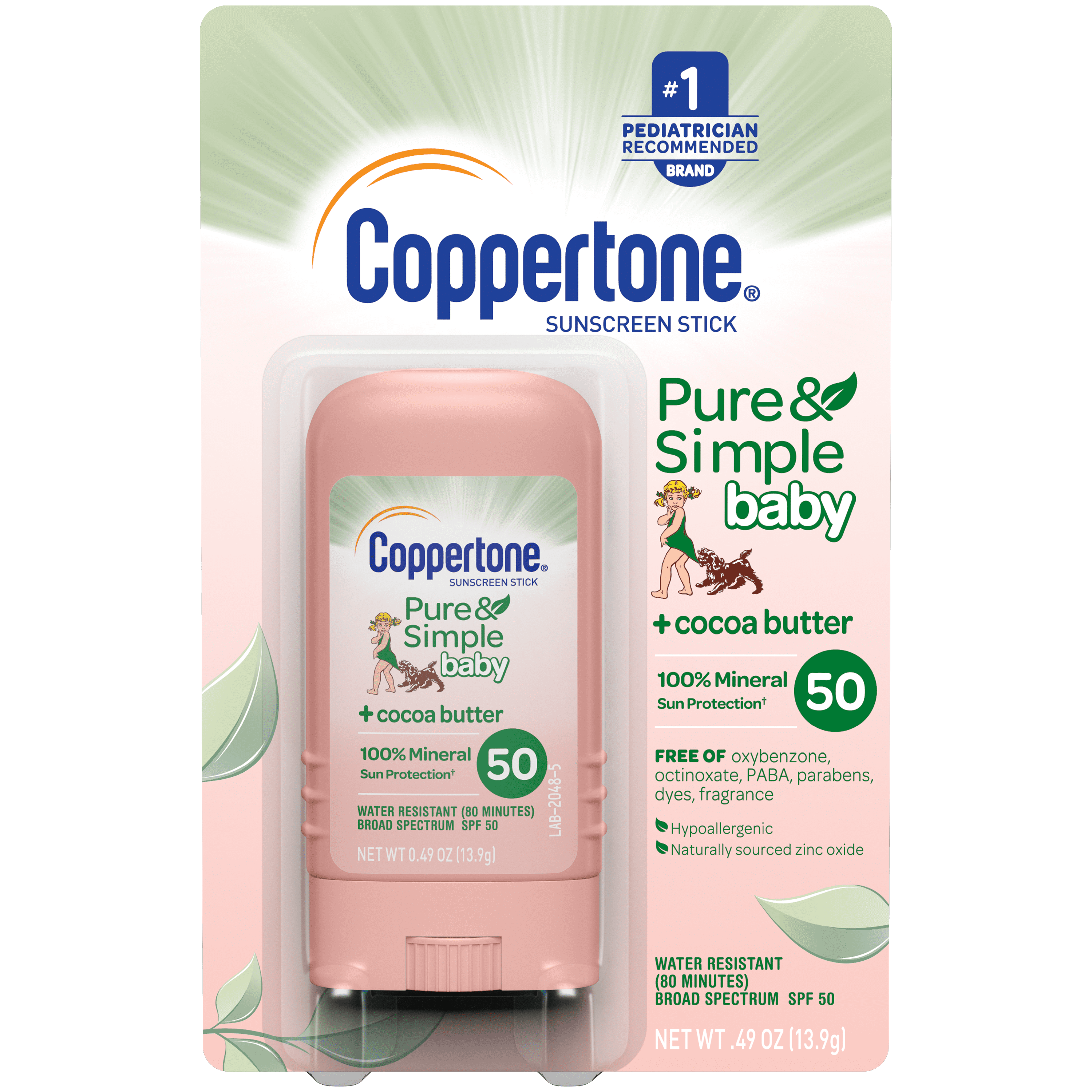 Coppertone Pure and Simple Baby Sunscreen Stick, SPF 50, 0.49 Oz ...