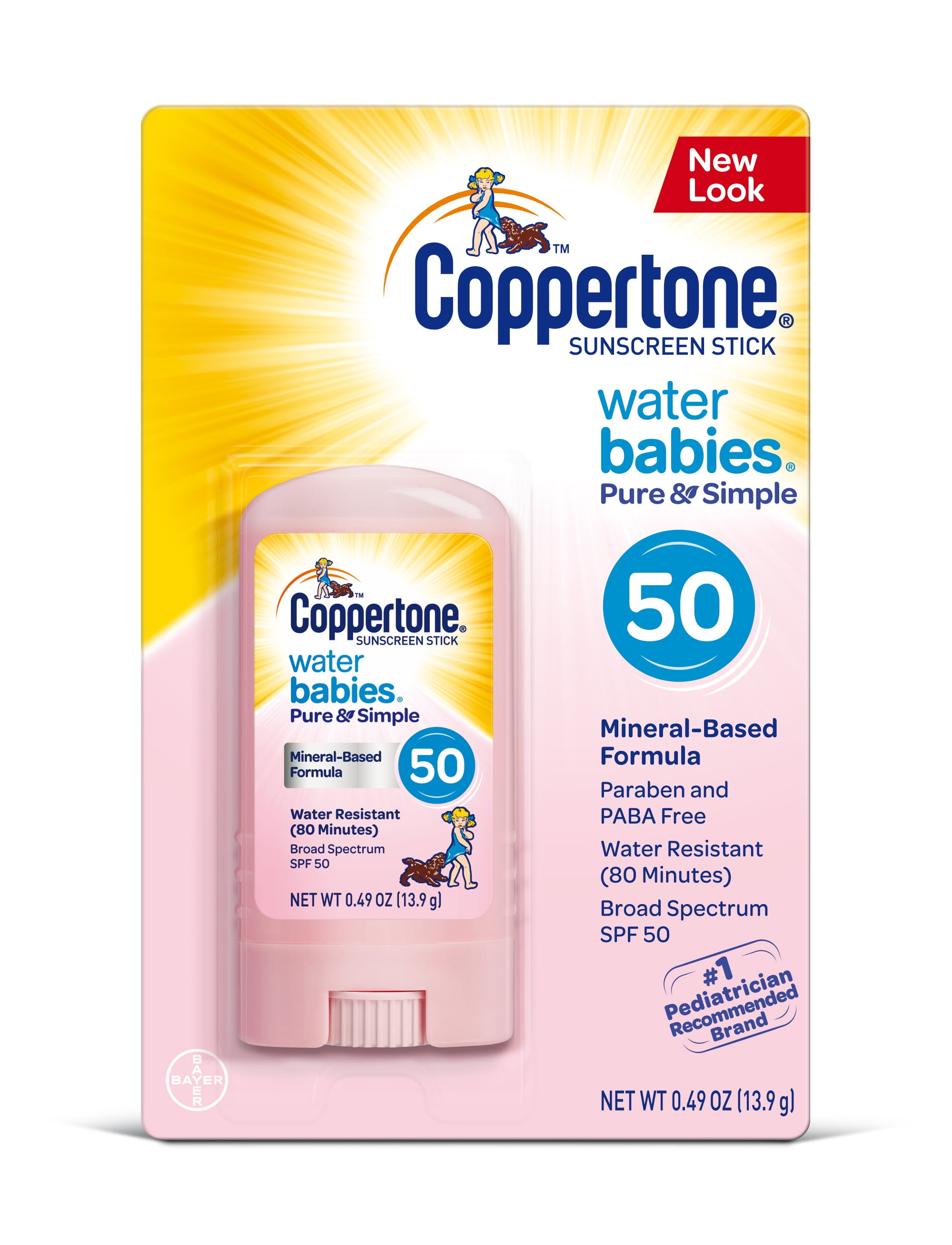 Coppertone Pure and Simple Baby Sunscreen Stick, SPF 50, 0.49 oz HSA ...