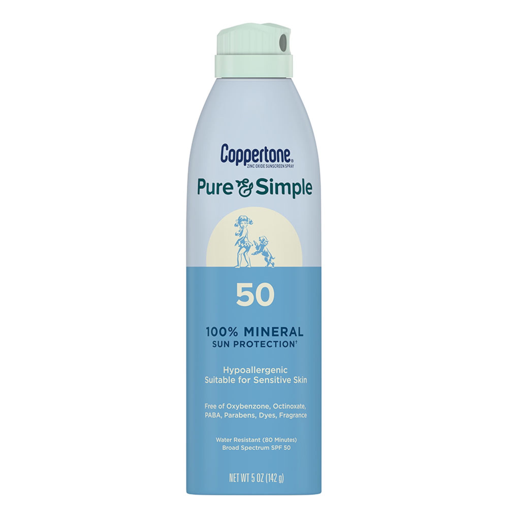 Coppertone Pure and Simple SPF 50 Spray Sunscreen, Hypoallergenic with ...