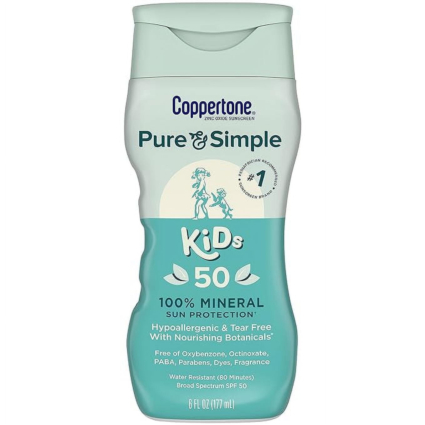Coppertone Pure and Simple Sunscreen Lotion, Zinc Oxide Mineral ...