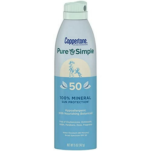 Coppertone Pure and Simple Zinc Oxide Mineral Sunscreen Spray SPF 50 ...