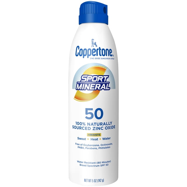 Coppertone SPORT Mineral Spray Sunscreen SPF 50, 5oz - Water Proof ...