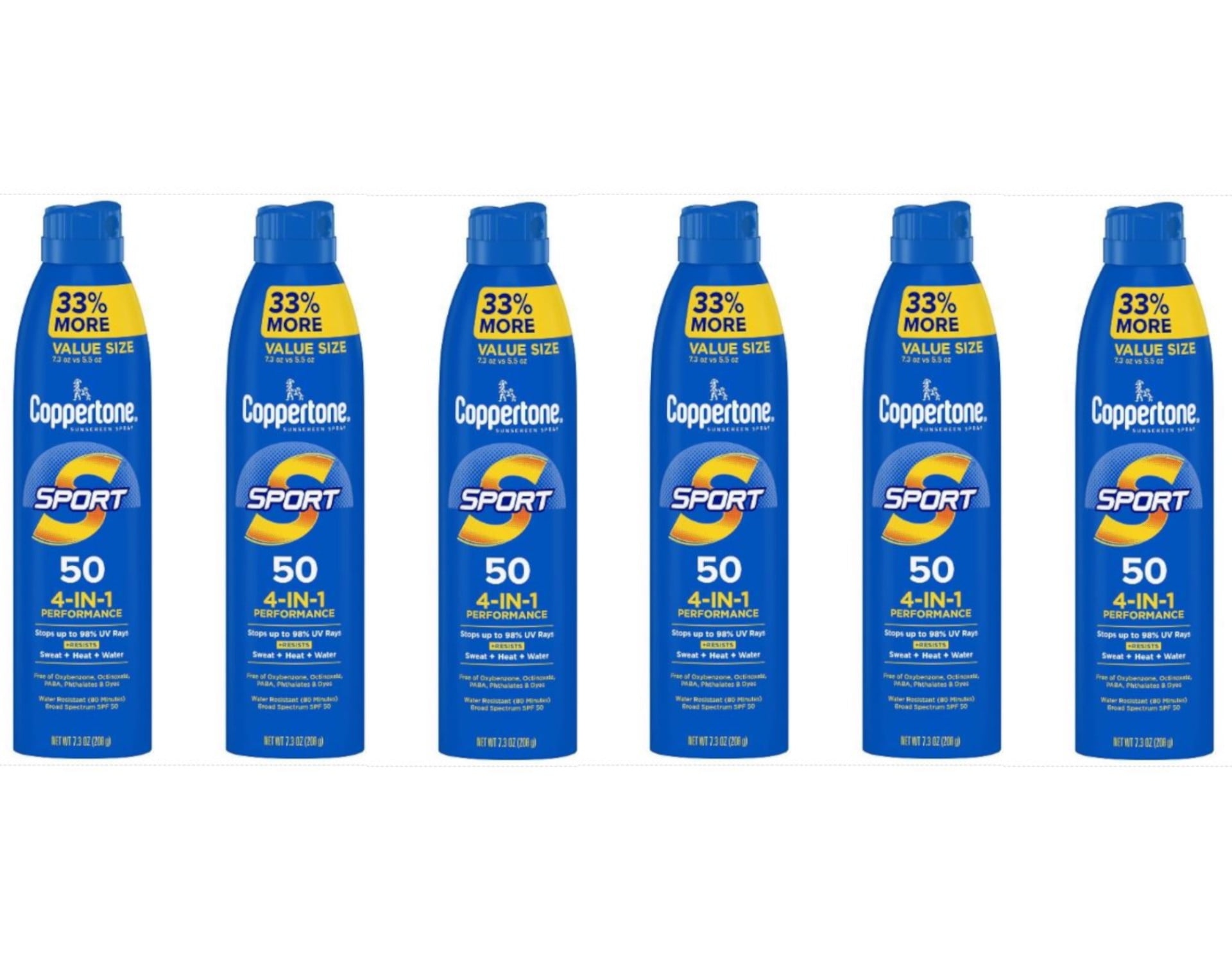 Coppertone Sport SPF 50 4-In-1 Performance Sunscreen Spray, 7.3 Oz ...