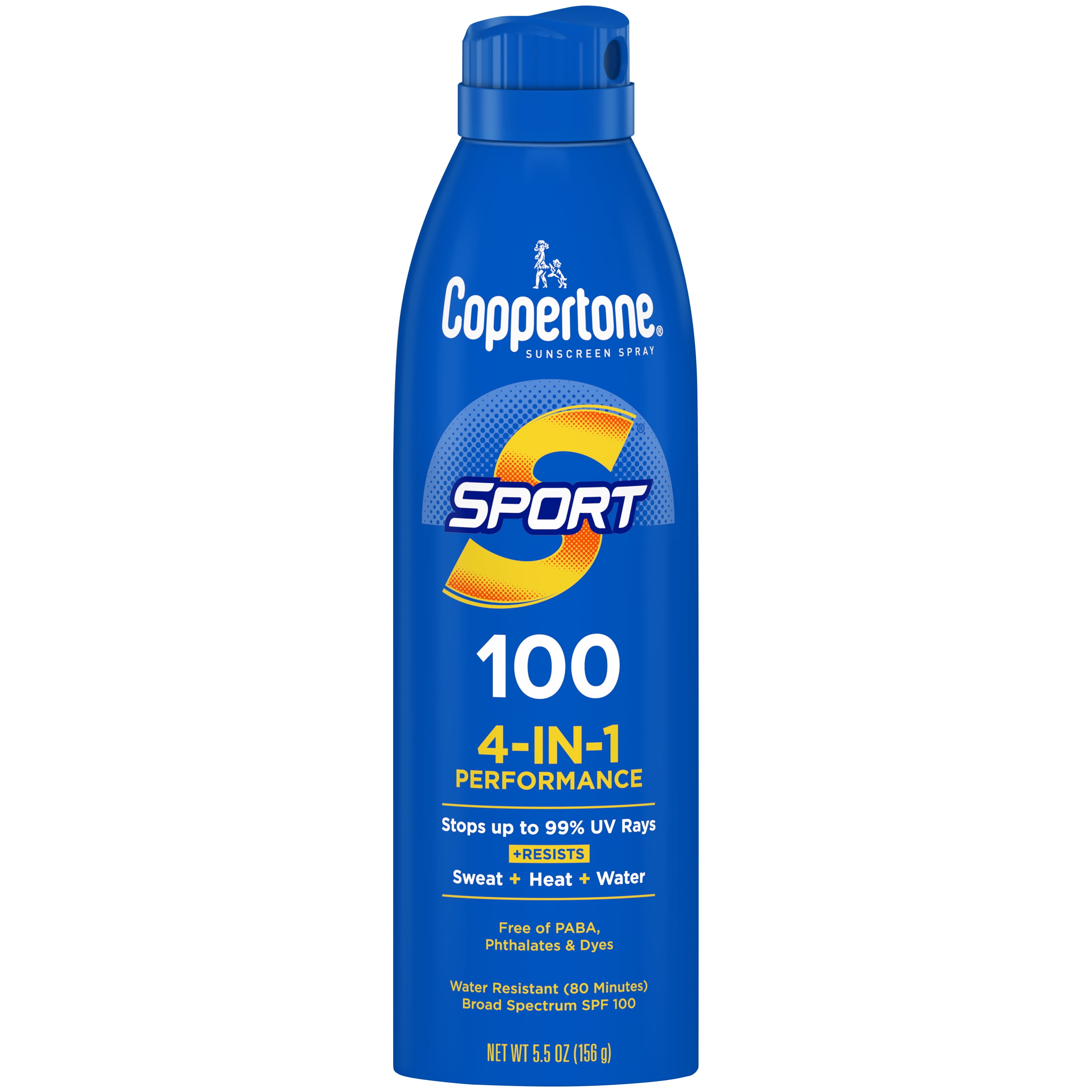 Coppertone Sport Sunscreen Spray, SPF 100 Spray Sunscreen, 5.5 Oz ...