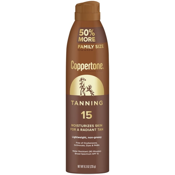 Coppertone Tanning Sunscreen Spray, SPF 15 Sunscreen, 8.3 Oz - Walmart ...