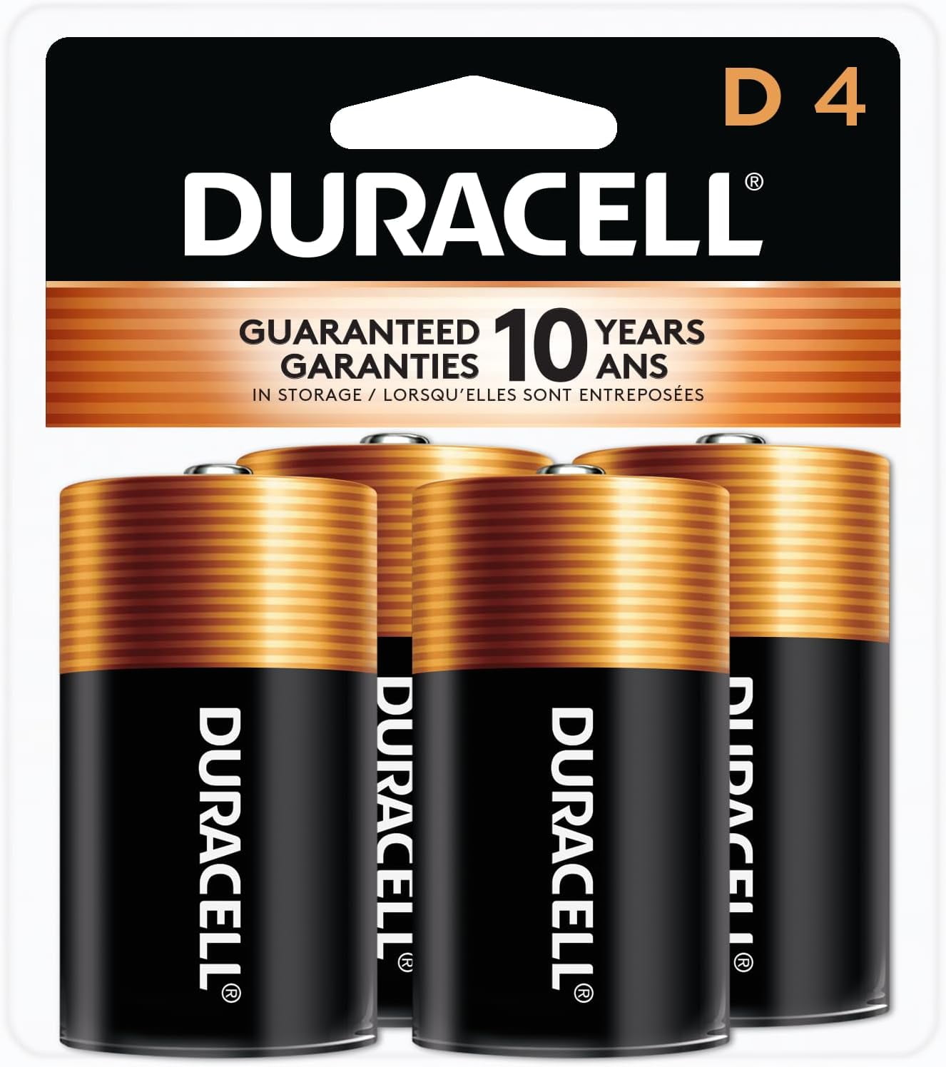 Coppertop D Batteries, 4 Count (Pack of 1), D Battery with Long-lasting ...