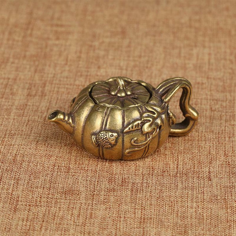 Copperware Mini Copper Pot Carp Play Lotus Teapot Handle Pot Antique ...