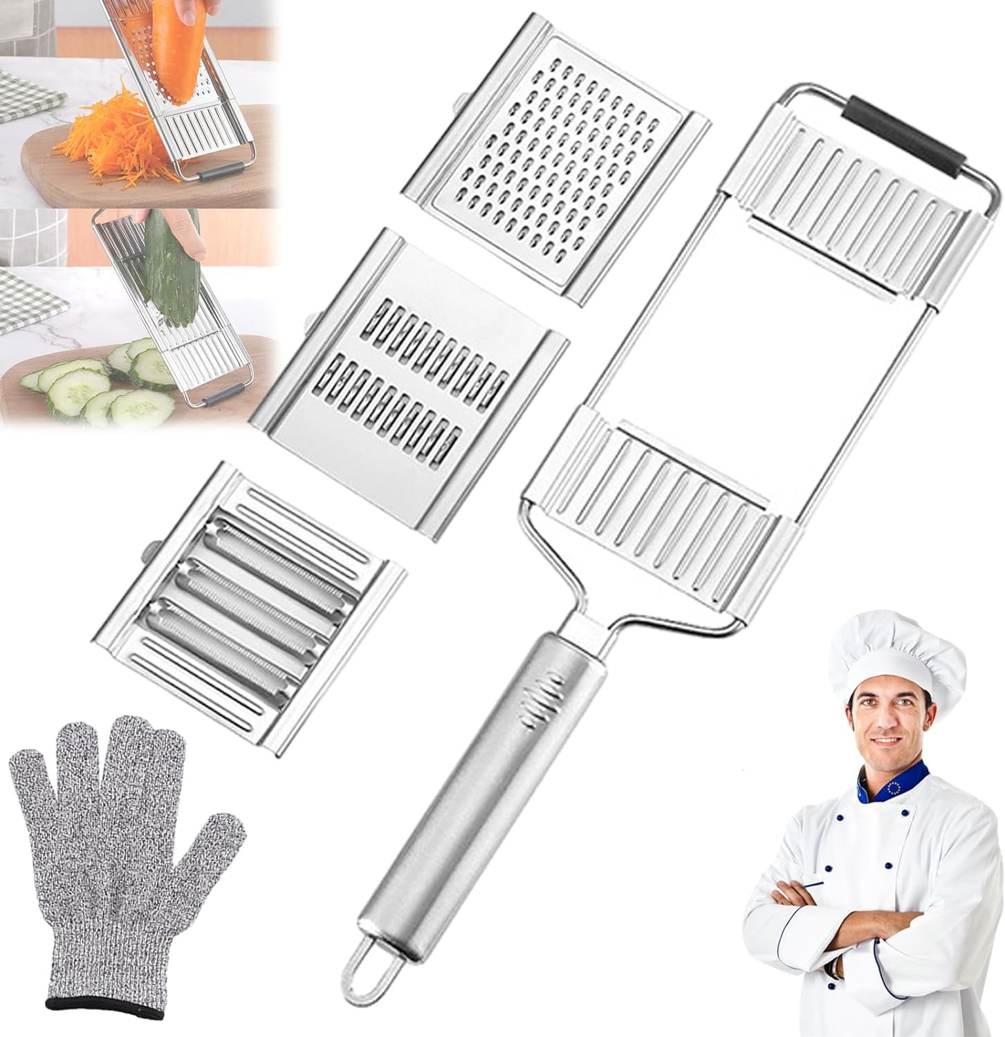 Coptionruise Vegetable Cutter, Stainless Steel Portable Manual ...