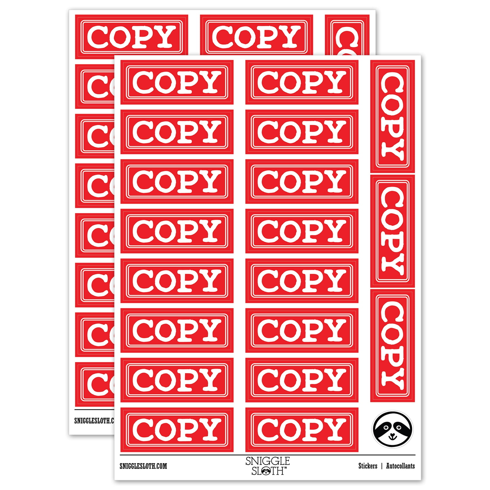 Copy Double Line Border Document Sticker Set - Red - Gloss Finish - 2. ...