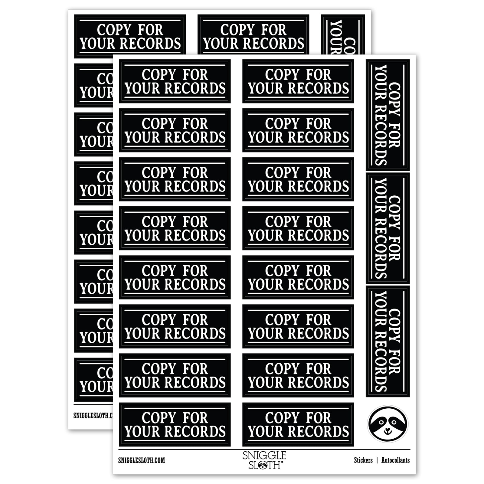 Copy For Your Records Document Sticker Set - Black - Matte Finish - 2. ...