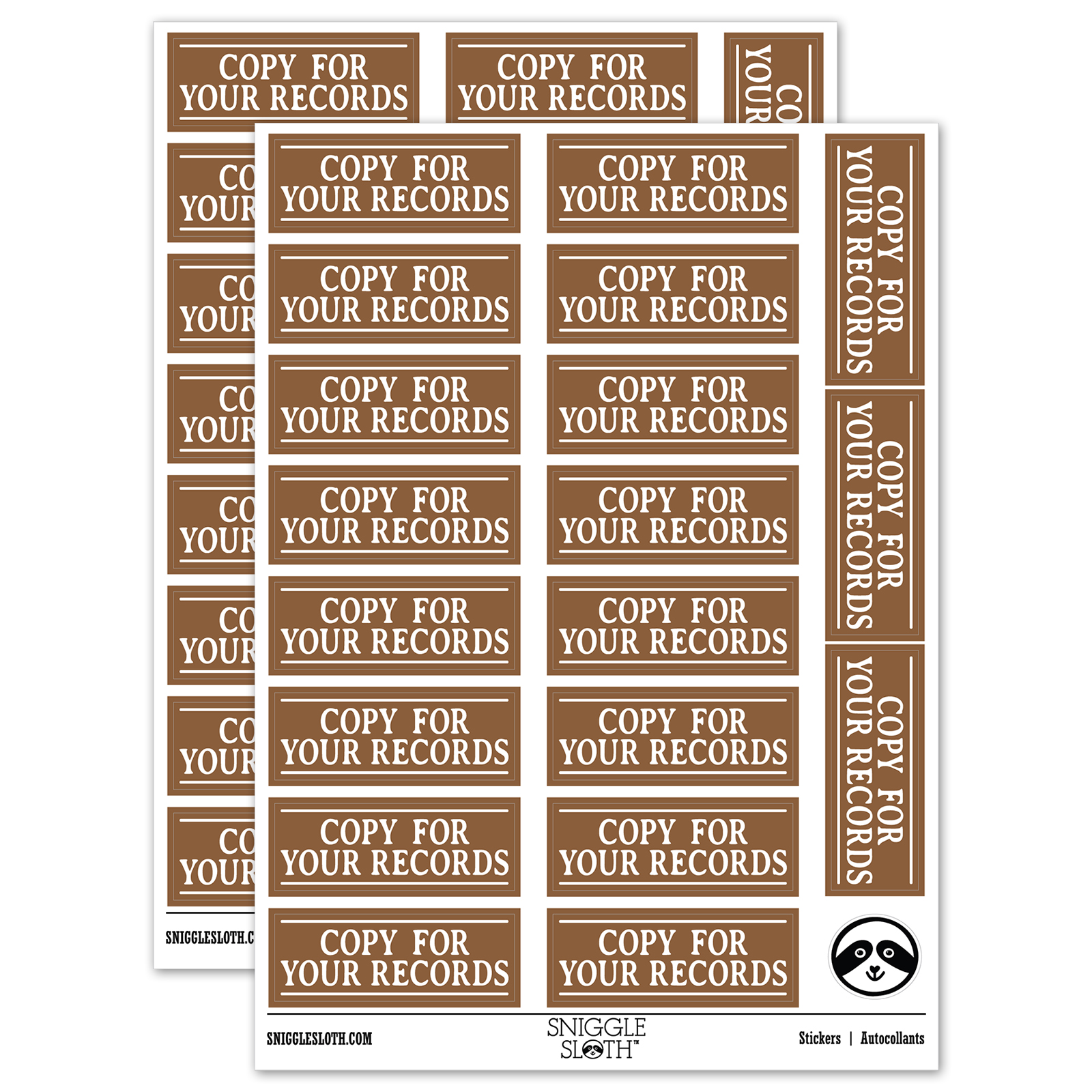 Copy For Your Records Document Sticker Set - Brown - Matte Finish - 2. ...