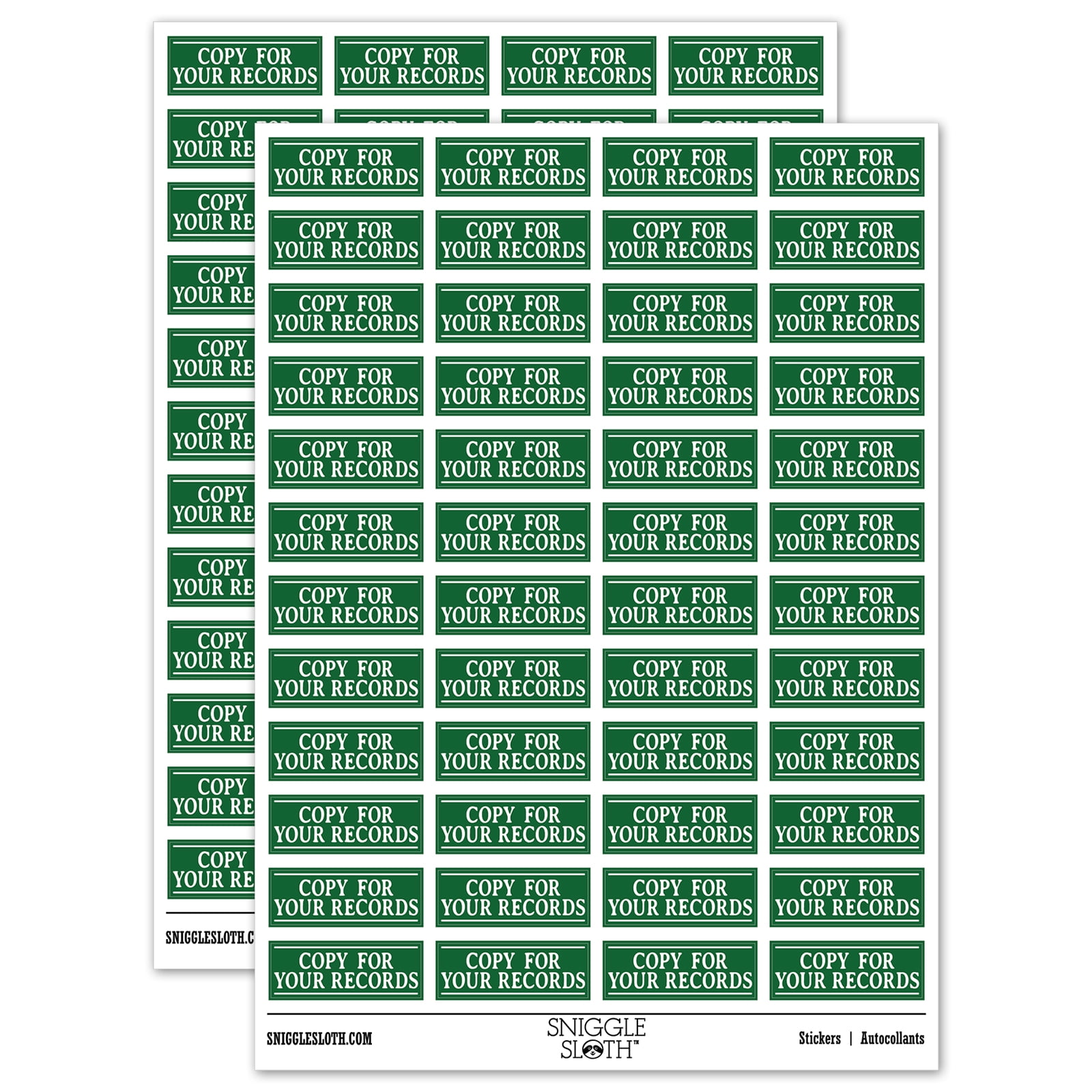 Copy For Your Records Document Sticker Set - Dark Green - Matte Finish ...
