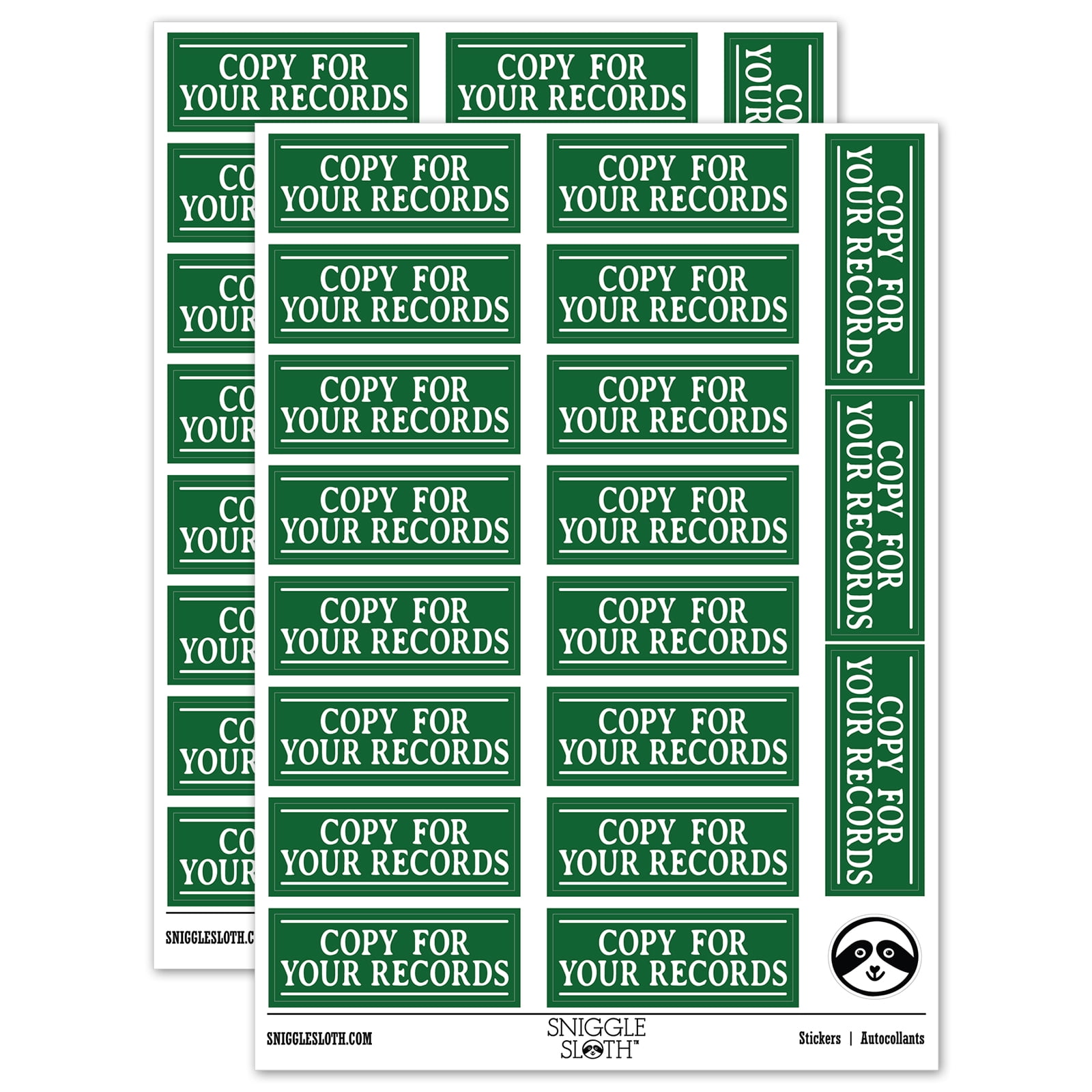 Copy For Your Records Document Sticker Set - Dark Green - Matte Finish ...