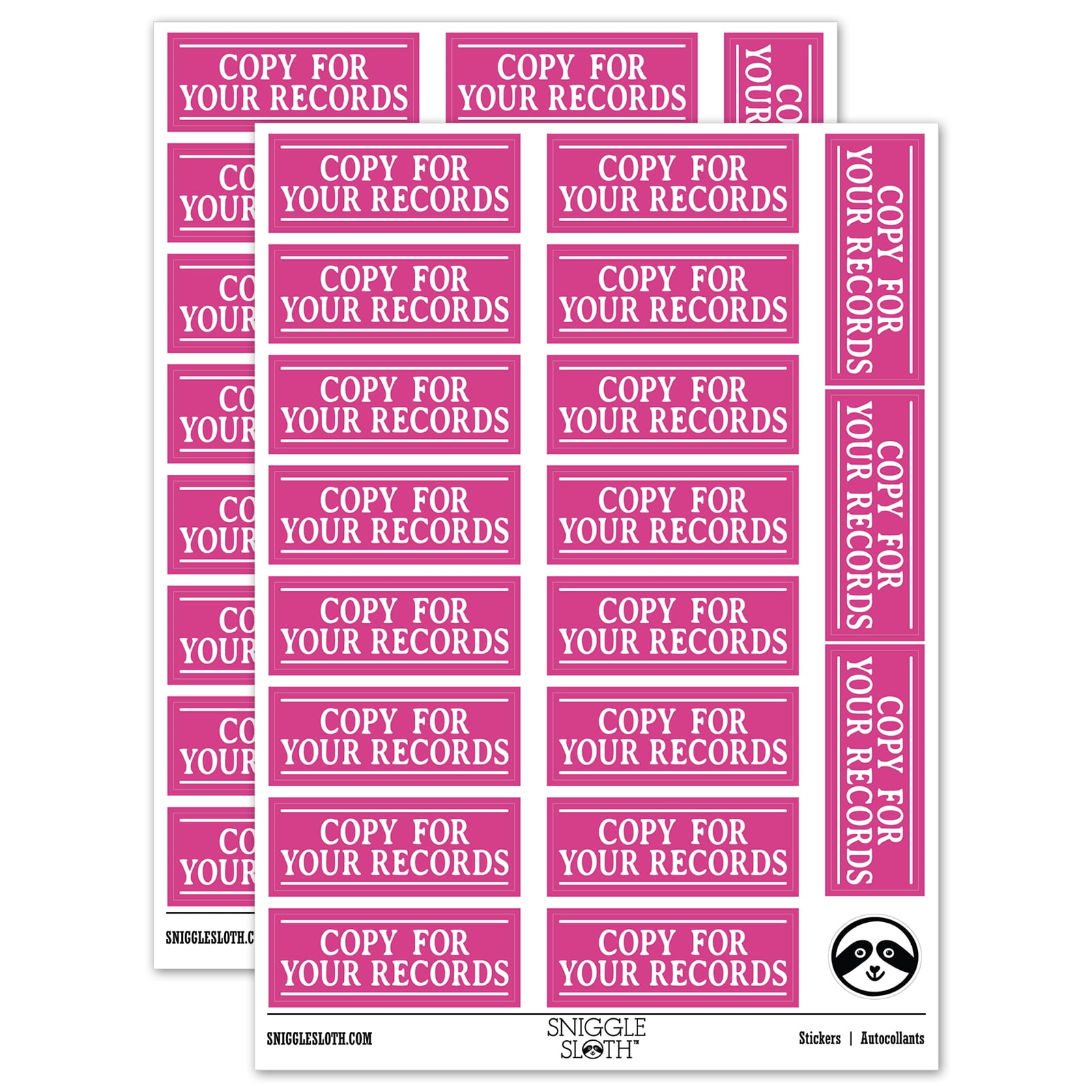 Copy For Your Records Document Sticker Set - Hot Pink - Gloss Finish ...