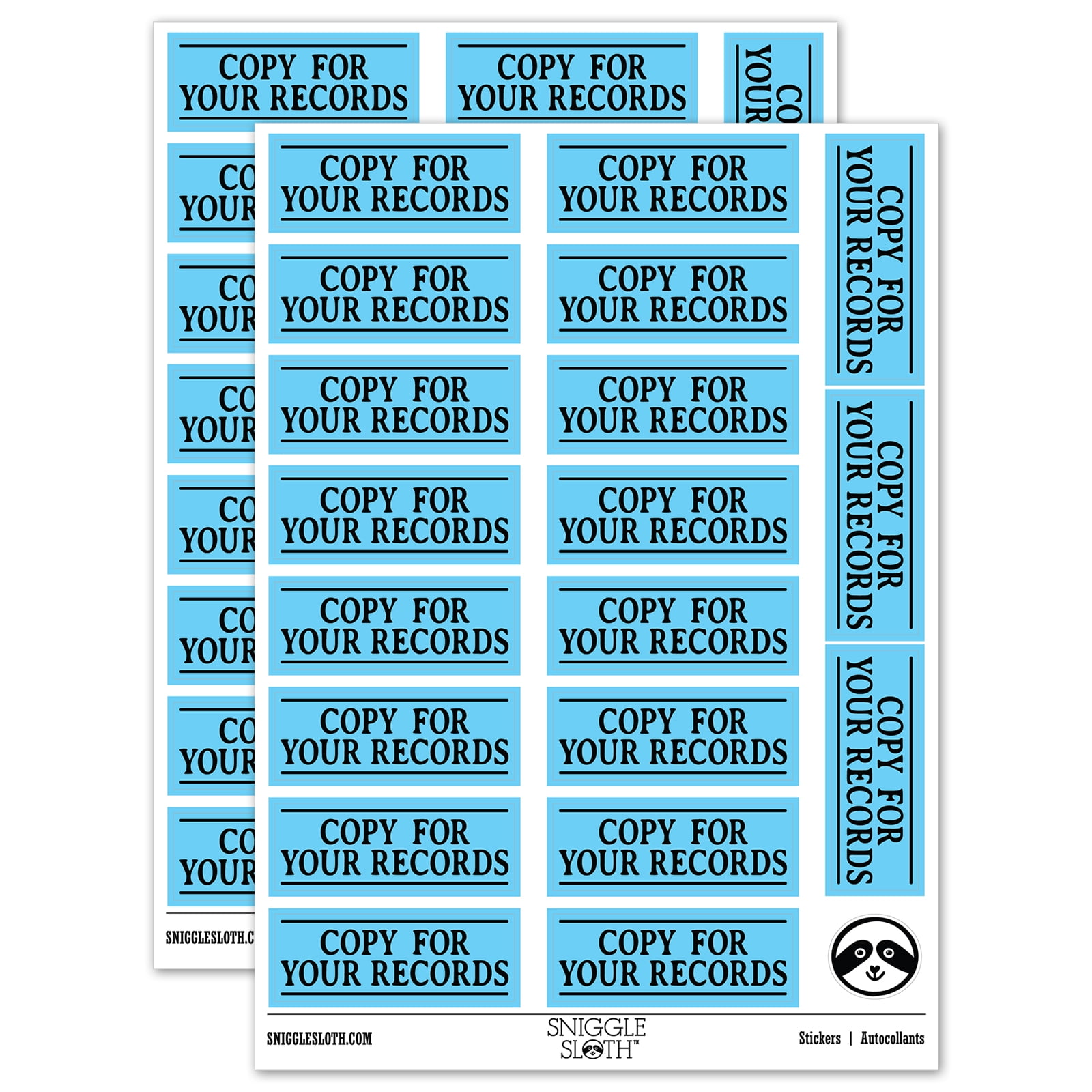 Copy For Your Records Document Sticker Set - Light Blue - Gloss Finish ...
