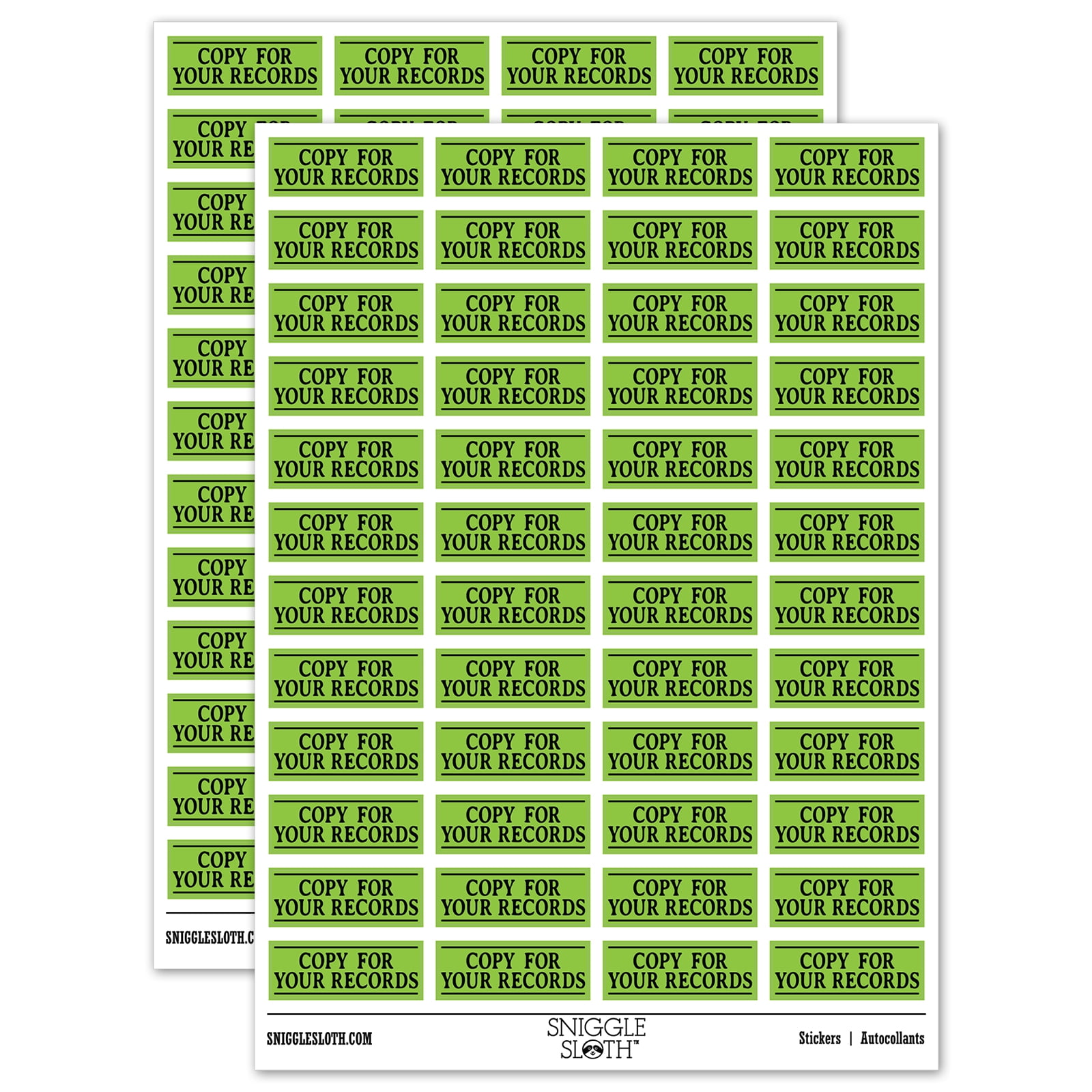Copy For Your Records Document Sticker Set - Light Green - Gloss Finish ...