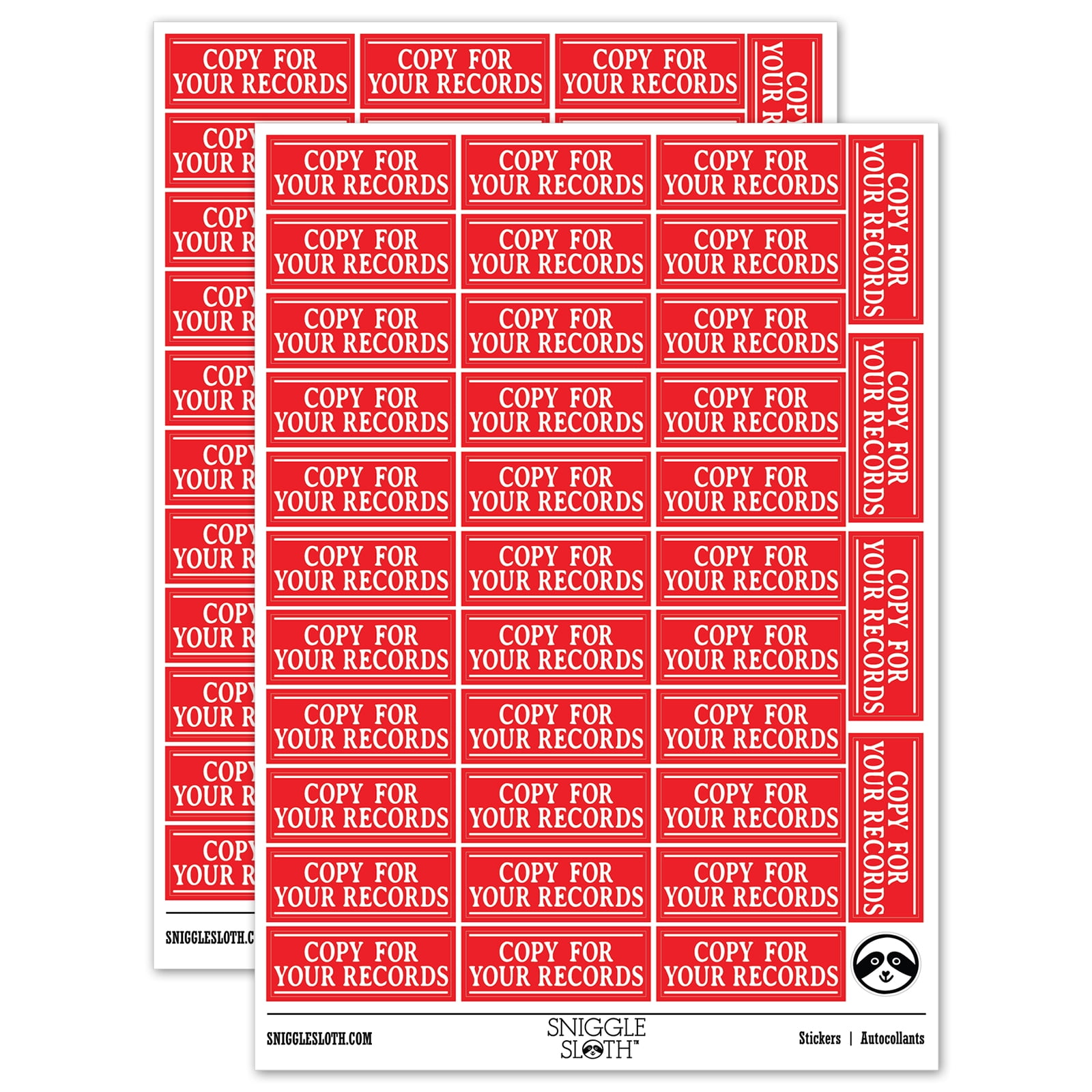 Copy For Your Records Document Sticker Set - Red - Gloss Finish - 1.5 ...