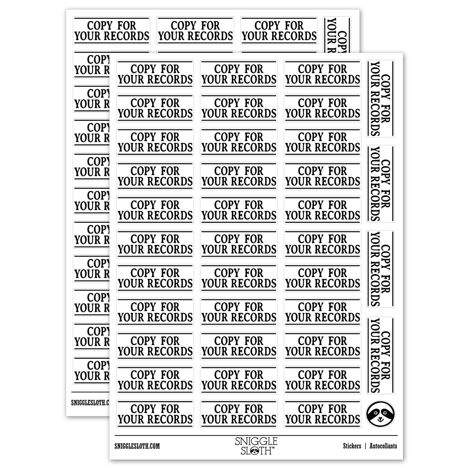 Copy For Your Records Document Sticker Set - White - Matte Finish - 1.5 ...