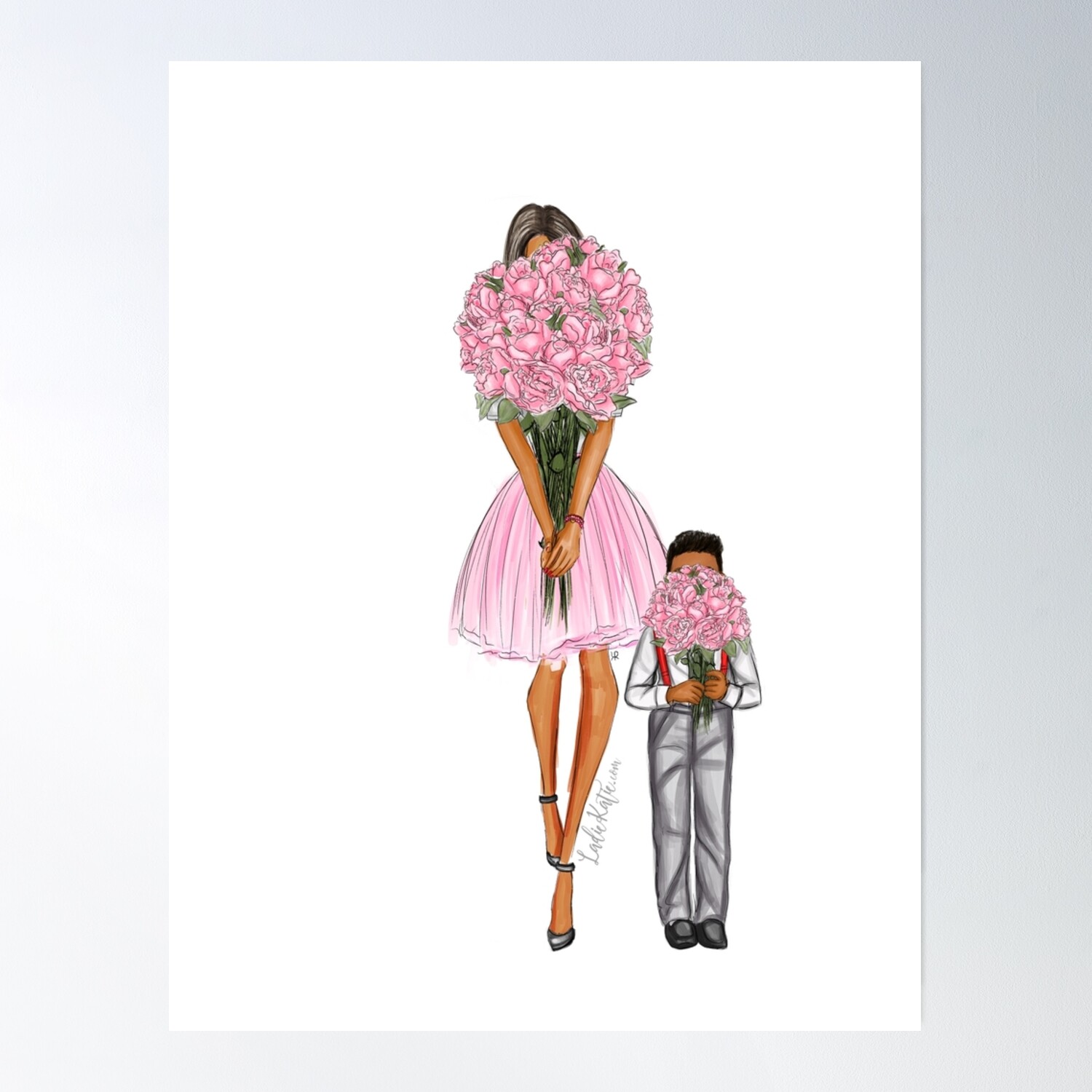 Copy Of Mothers Day Boy Mom, Black Hair Dark Skin Poster Wall Art ...