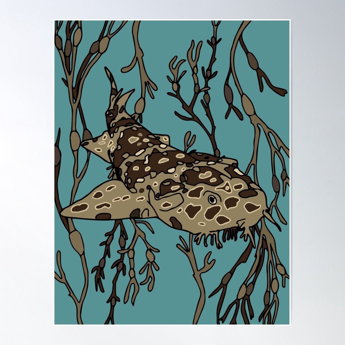 Copy Of Wobbegong Shark With Seaweed Poster Wall Art, Modern Wall Decor ...