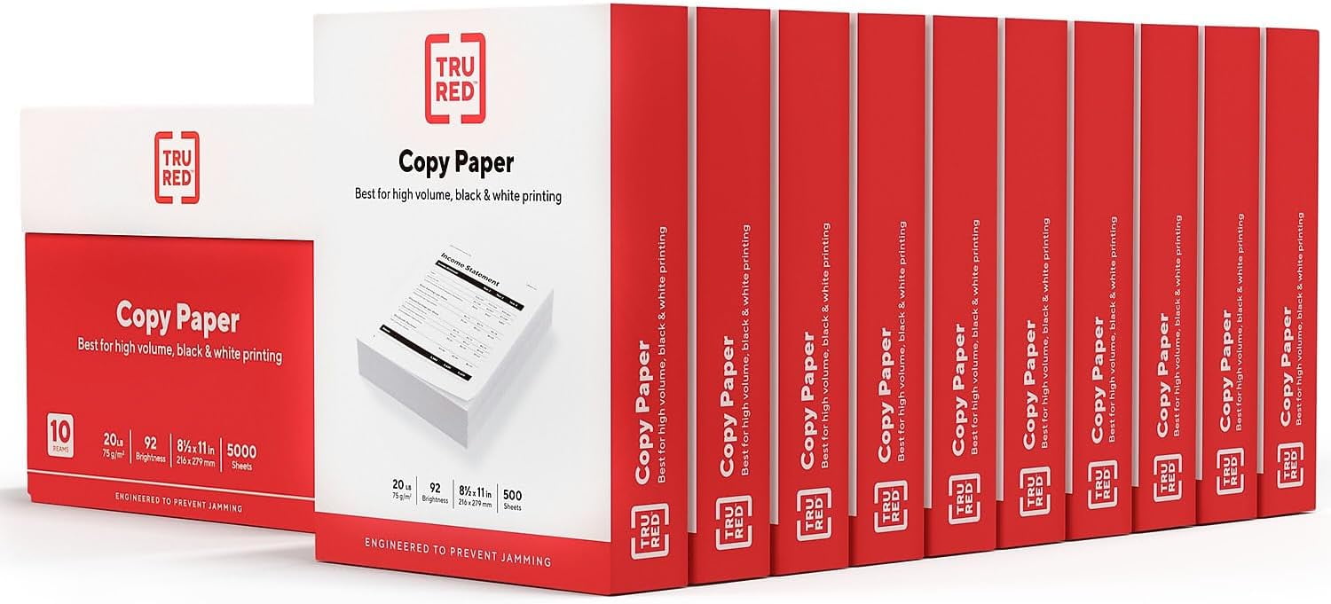 Copy Paper 20 lb. 92-Bright 5,000 Sheets/Carton - Walmart.com