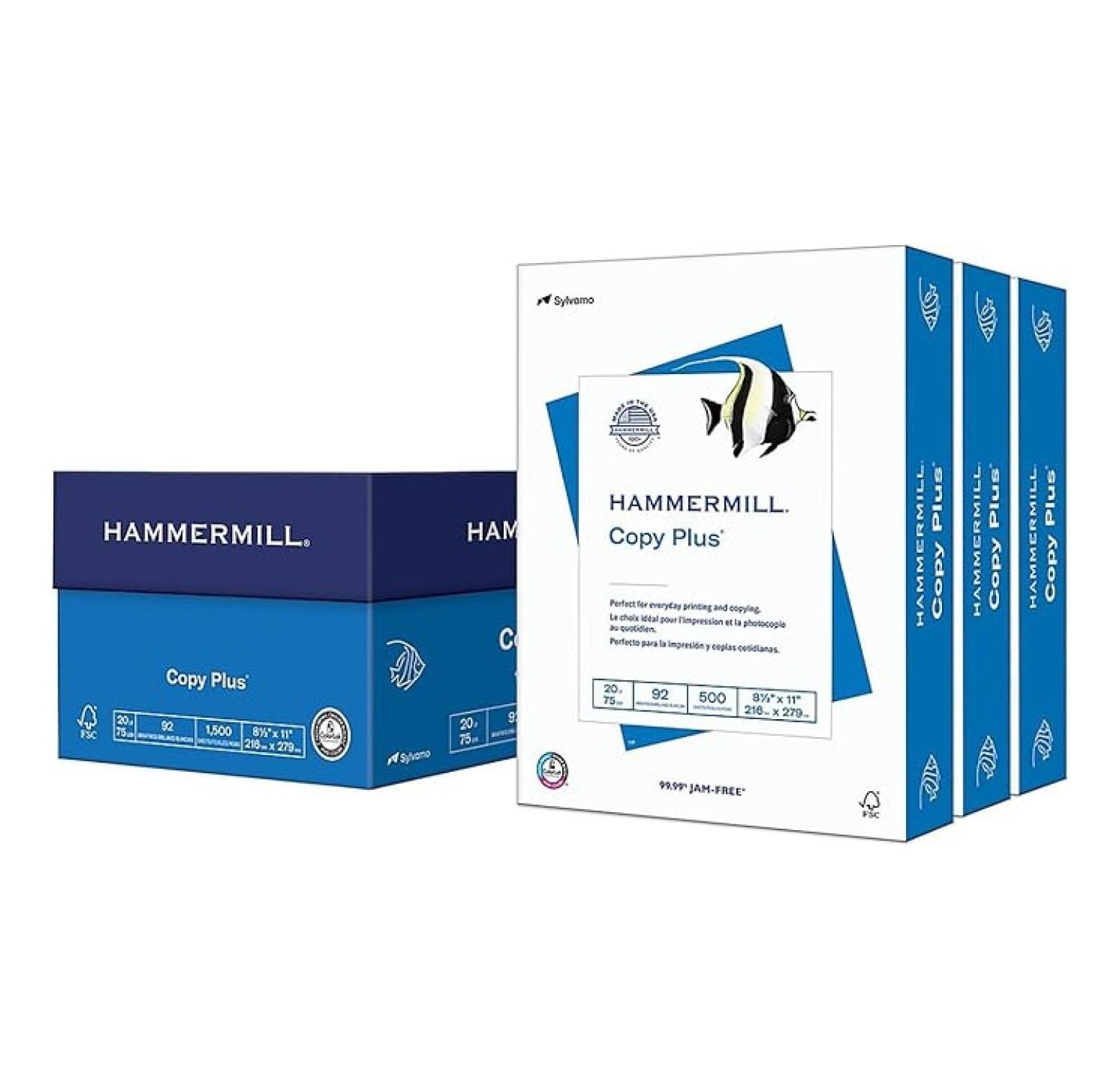 Copy Plus 8.5 x 11-Inch Copy Paper, 20 lbs., 92 Bright, 3 Ream (1,500 Sheets) - Made in the USA ...