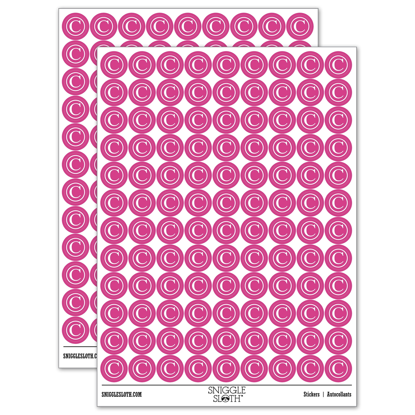 Copyright Symbol 200+ Round Stickers - Hot Pink - Gloss Finish - 0.50 ...