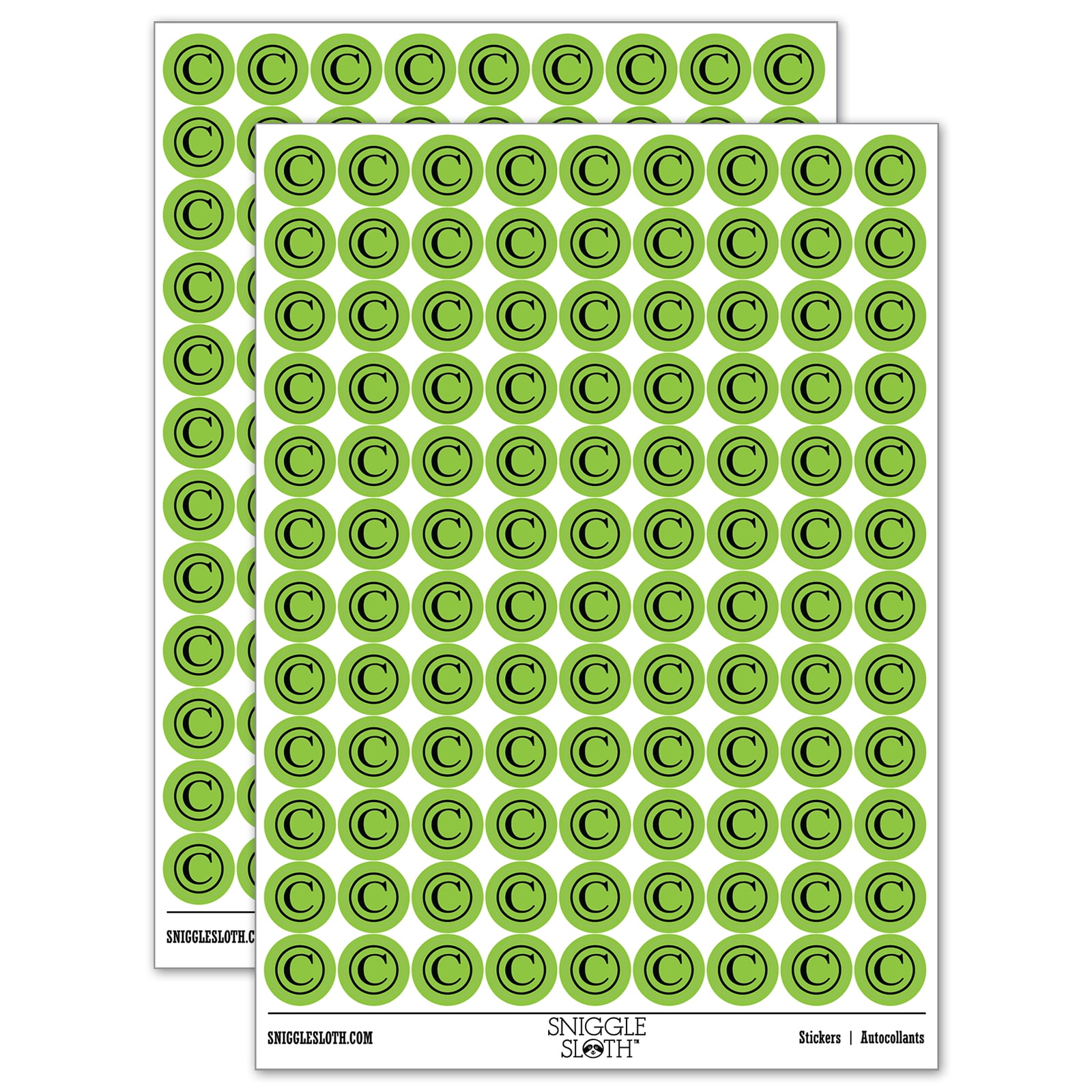 Copyright Symbol 200+ Round Stickers - Light Green - Matte Finish - 0. ...