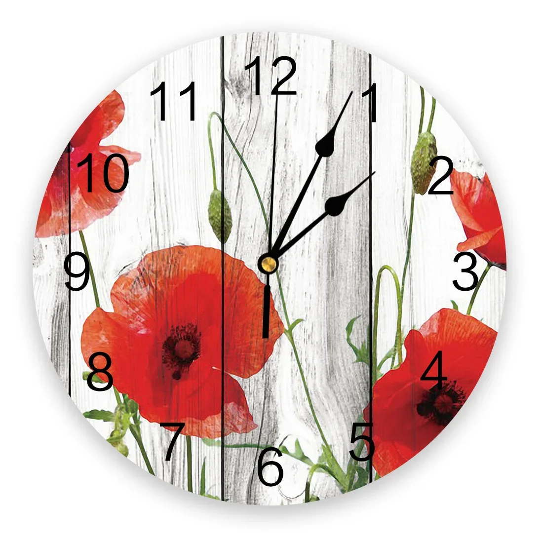 Coquelicot Poppy Flower Silent Decorative Wall Clock Digital Clock ...
