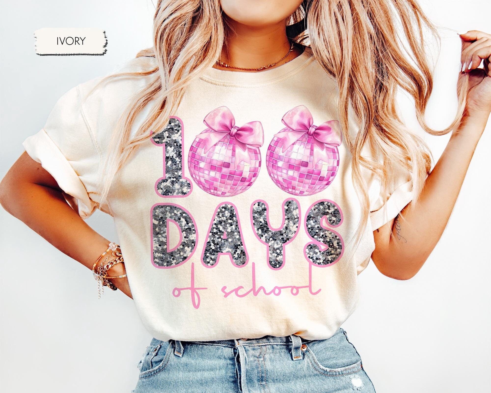 Coquette 100 Days Of School Teacher Shirt, 100 Days of School Disco ...