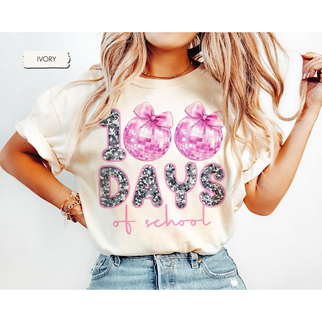 Coquette 100 Days Of School Teacher Shirt, 100 Days of School Disco ...