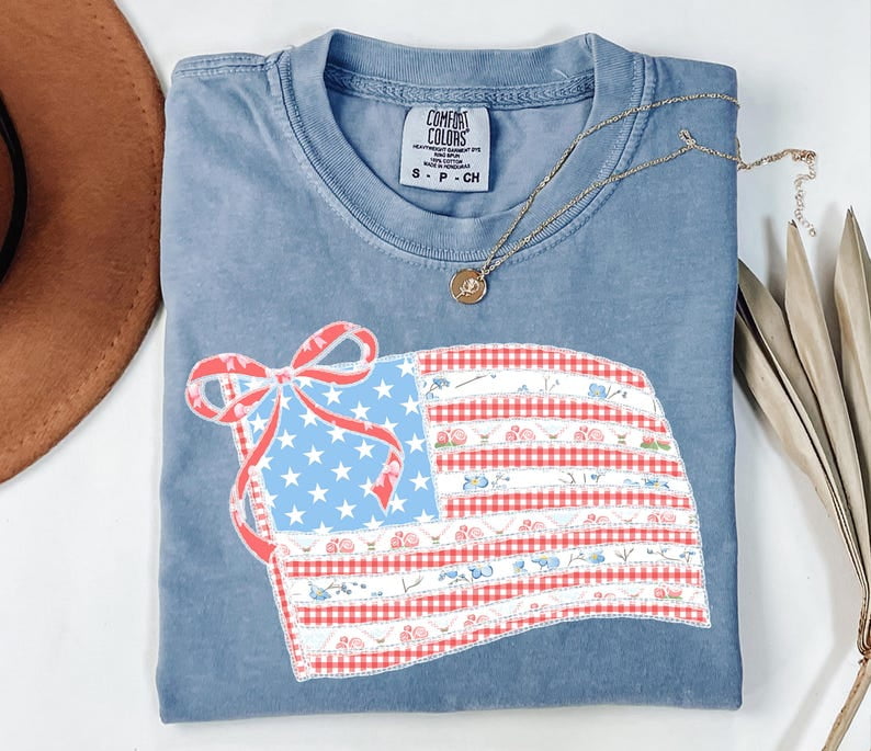 Coquette 4th of July American Flag T-Shirt – Preppy USA Design ...