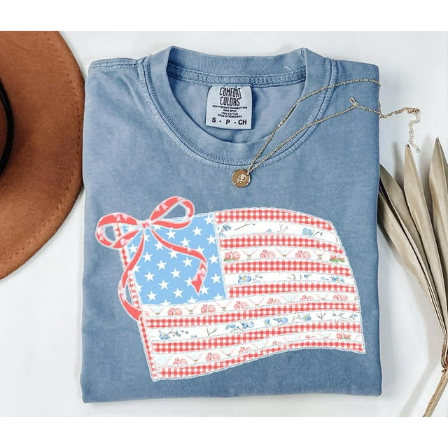 Coquette 4th of July American Flag T-Shirt – Preppy USA Design ...