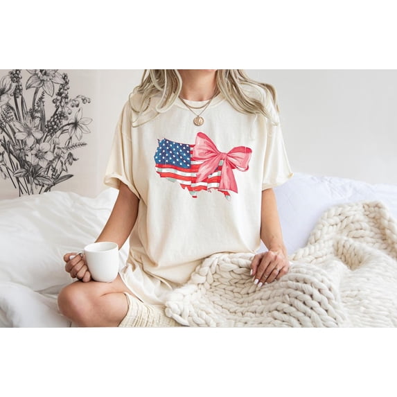 Coquette 4th of July Shirt, American Flag Map Shirt, USA T shirt, Women ...