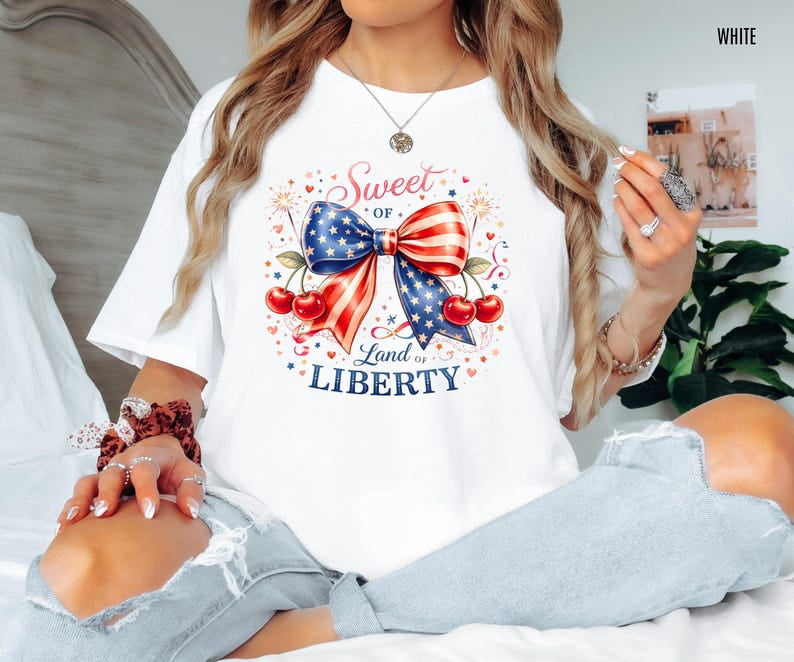 Coquette 4th of July Shirt, Sweet Land of Liberty Shirt, Patriotic Bow ...