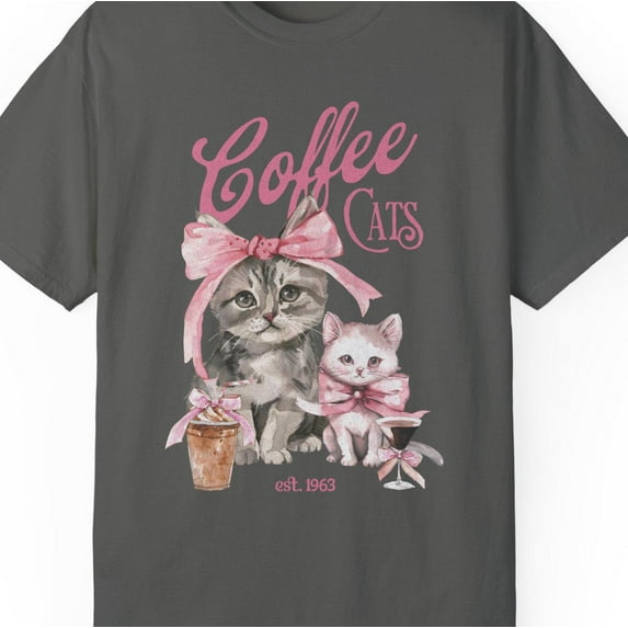 Coquette Aesthetic T-shirt For Cat Lover Gift for Cat Lovers And Coffee ...