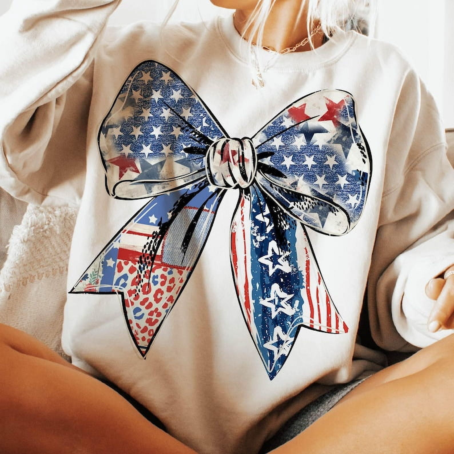 Coquette American Girl Sweatshirt, 4th of July Crewneck, Cute Bow USA ...